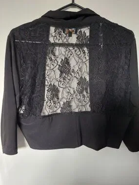 Lori Michaels | Sweaters | Lori Michaels Size L Black Lace Bolero Shrug ...